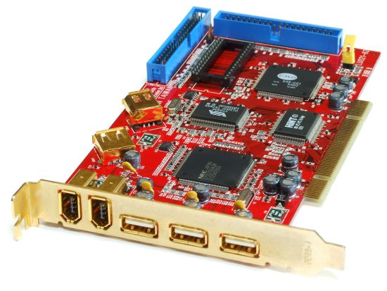 Via VT6306 NEC Hint CMD649-C01 PCI 4x USB +3x Firewire +2x IDE PC Hub ...