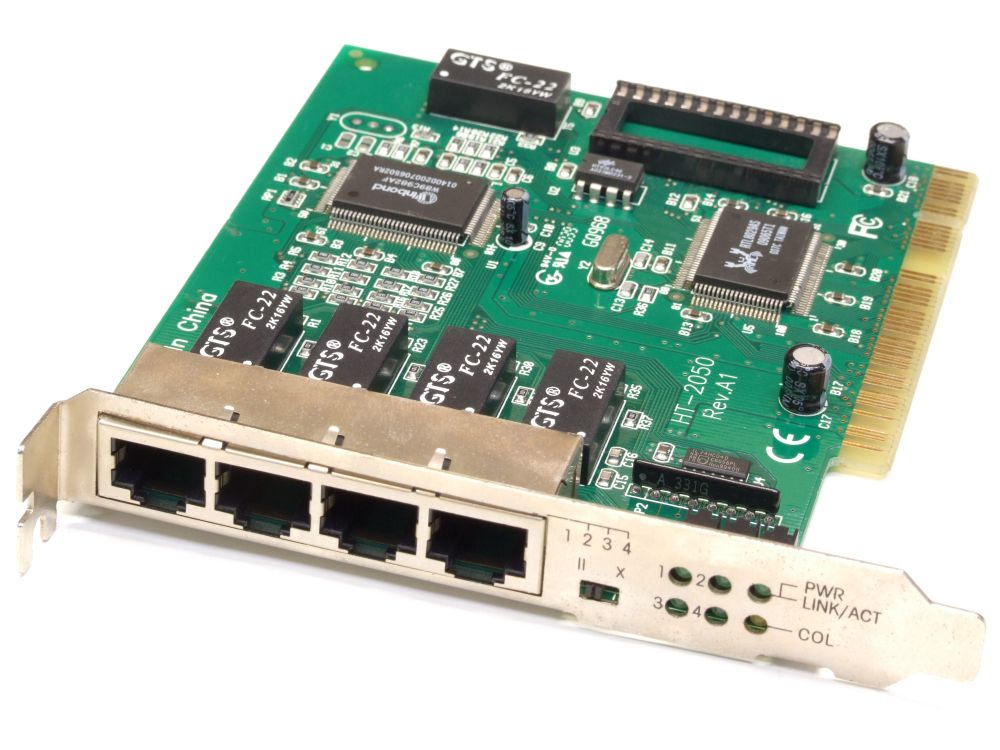 4-Port PCI LAN RTL8029AS Network Card/Netzwerkkarte HT-2050 Rev.A1 ...