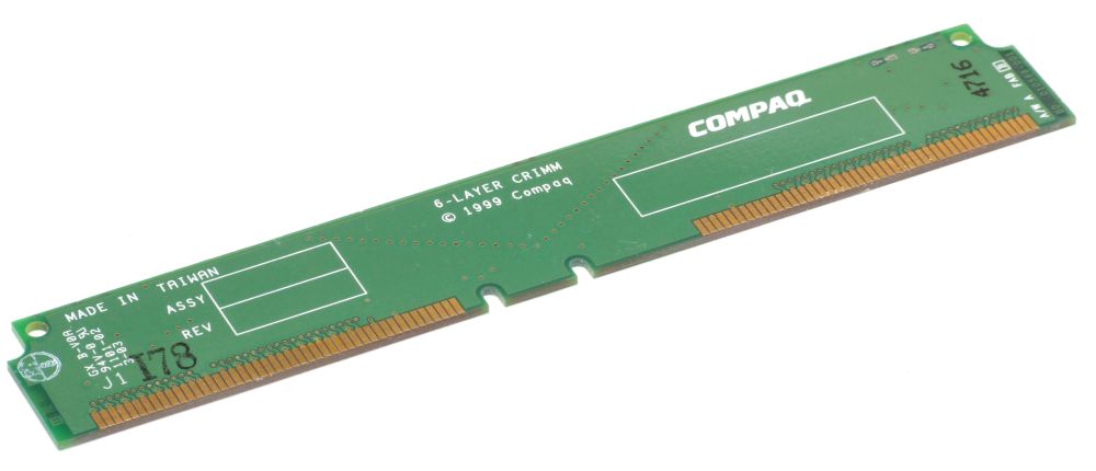 Compaq 010566-001 6-Layer Continuity Rambus RD-RAM C-RIMM Blank Spacer ...