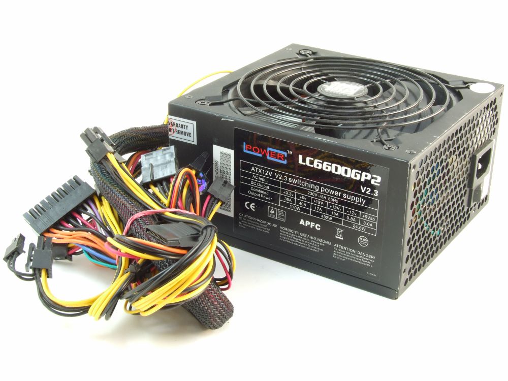LC Power LC6600GP2 600Watt ATX Power Supply PSU/Netzteil 140mm Fan ...