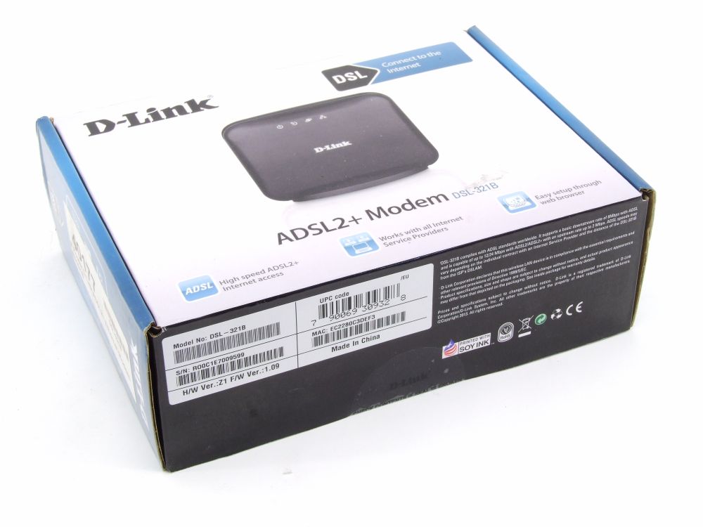 new D-Link DSL-321B ADSL2+ Ethernet LAN Modem Annex B/J DSL HW Z1 / FW 1.09 neu