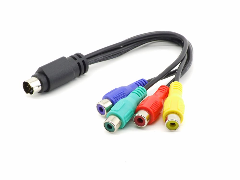 7-Pin Mini DIN S-Video to 4x Composite Component Video RCA Cinch ...