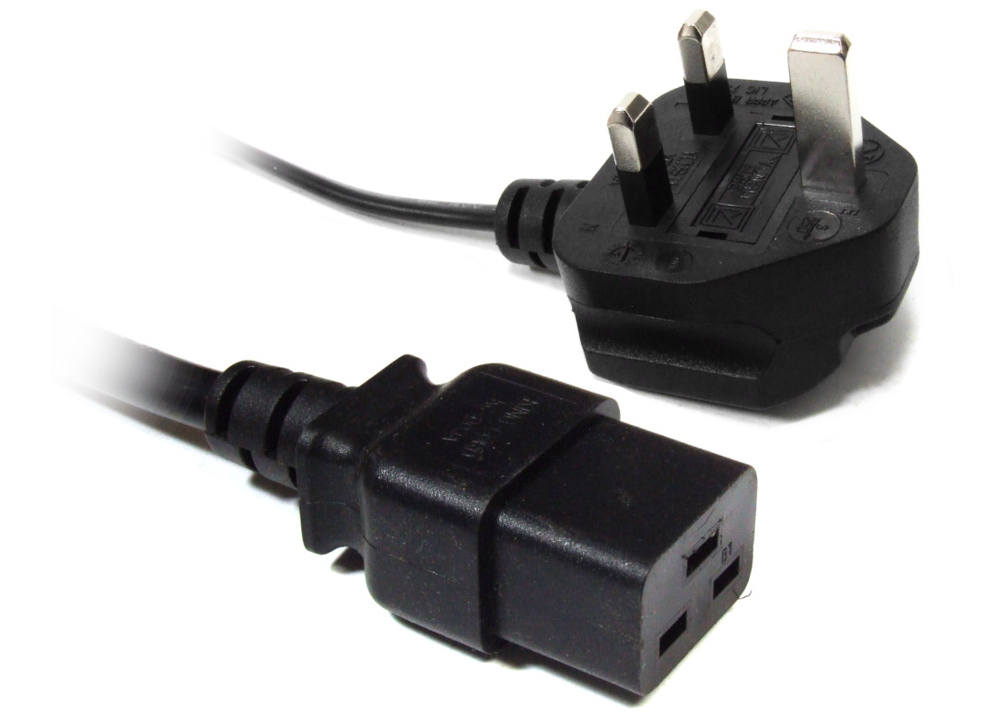 1.5m UK BS-1363 3-Pin Male Plug IEC C19 Server USV Power Cord Cable Stromkabel