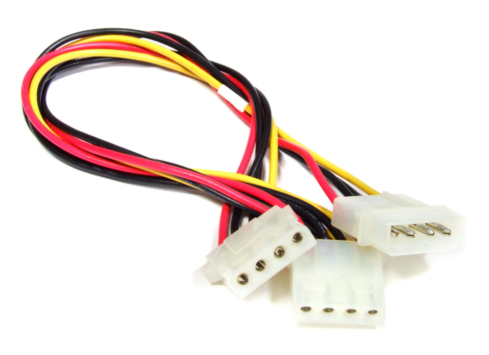 Molex 4-Pin Male to 2x Female Connector Power Y Splitter Cable Strom ...