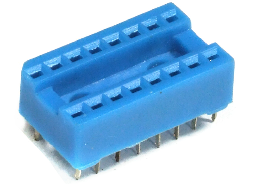 DIL DIP-16-Pin IC Chip Socket Holder Blue / Sockel Fassung Halterung ...