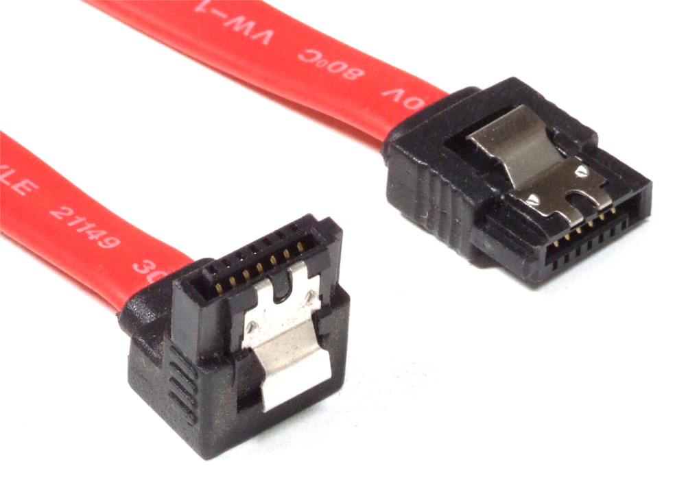 40cm Serial ATA to Angled SATA 7-Pin Connector w/ Clips Data Cable ...