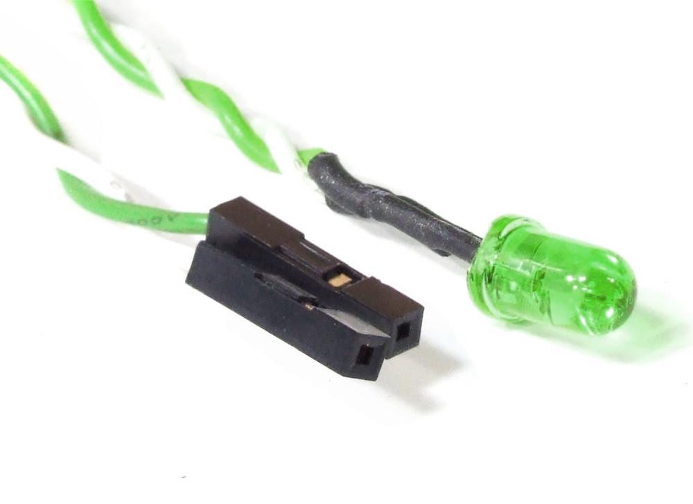 Pre-Wired 5mm Green LED Power Cable 2x1-Pin Kabel PC Computer ...