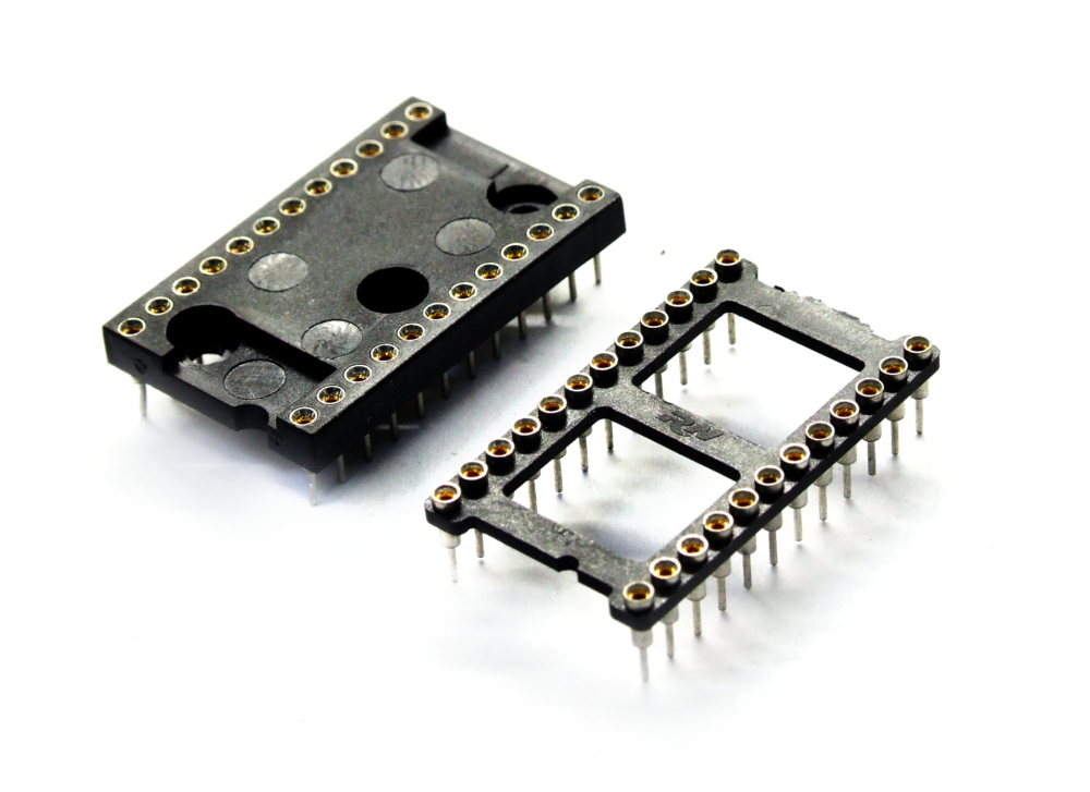 2x DIL DIP-24 IC Precision Sockets/ Präzisions-Sockel 24 Pin Pol RM 2 ...