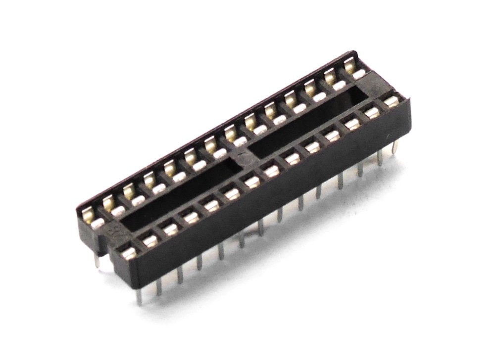 2x DIL / DIP-28 IC Sockets Narrow / Sockel schmal 28 Pin / Pol RM 2.54mm Pitch